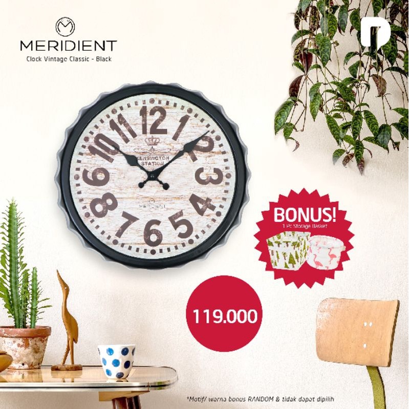 Jual Meridient Jam Dinding Vintage Classic ( Black ) | Shopee Indonesia