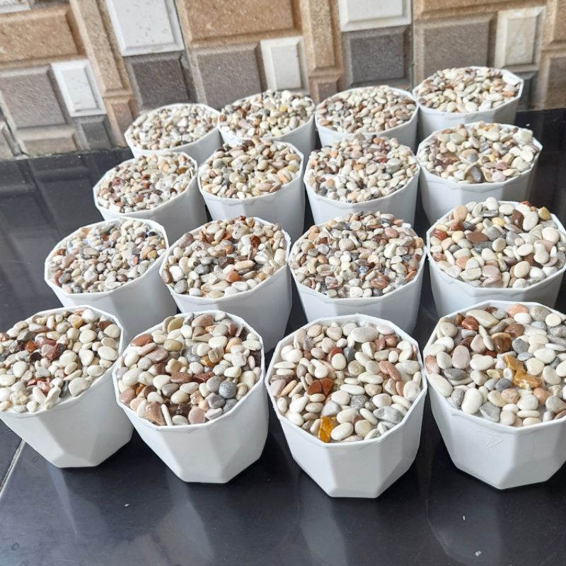Jual 4PCS POT PERMATA BUSA + BATU ( SIAP PAKAI ) MEDIA BUNGA PLASTIK ...