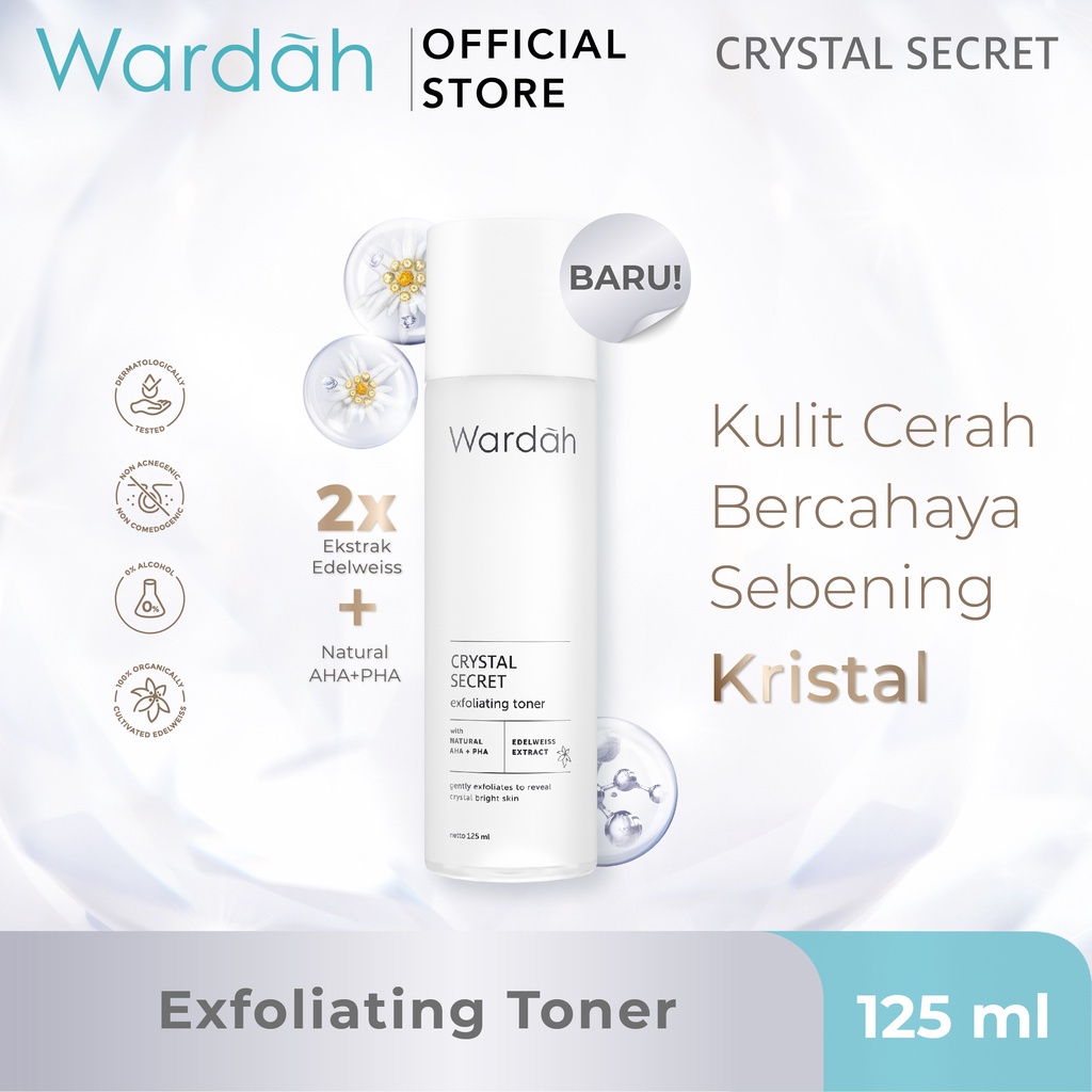 Jual Wardah Crystal Secret Exfoliating Toner with Natural AHA+PHA 125ML | Shopee Indonesia