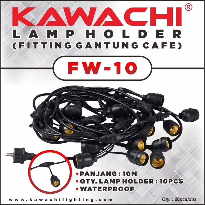 Jual Fitting Lampu Gantung Outdoor 10Meter 10 Fiting / Waterproof / 10 ...