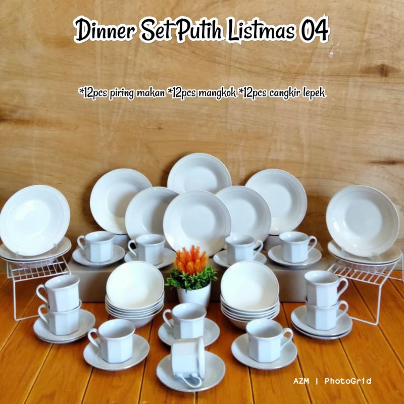 Jual Dinner Set Putih Listmas 04/Paket Piring Keramik/Piring Putih ...