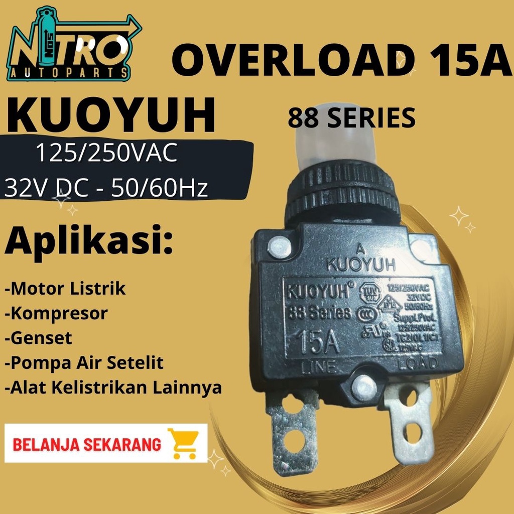 Jual ORIGINAL Overload 15A Thermal Circuit Breaker Kuoyuh 88 Series ...