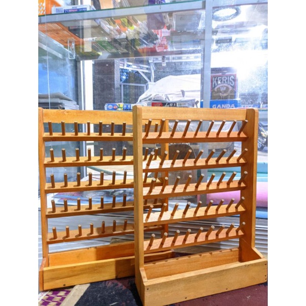 Jual Rak Benang Jahit Stik 50 Penyimpanan Benang Jahit Kayu / Tempat ...