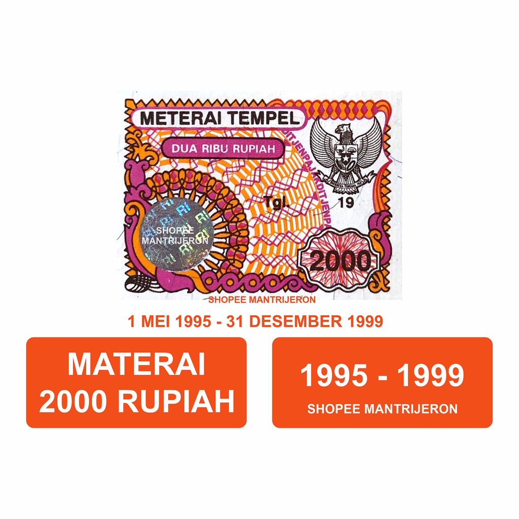 Jual Materai 2000 Tahun 1995-1999 Meterai Tempel 2.000 Dua Ribu Rupiah ...
