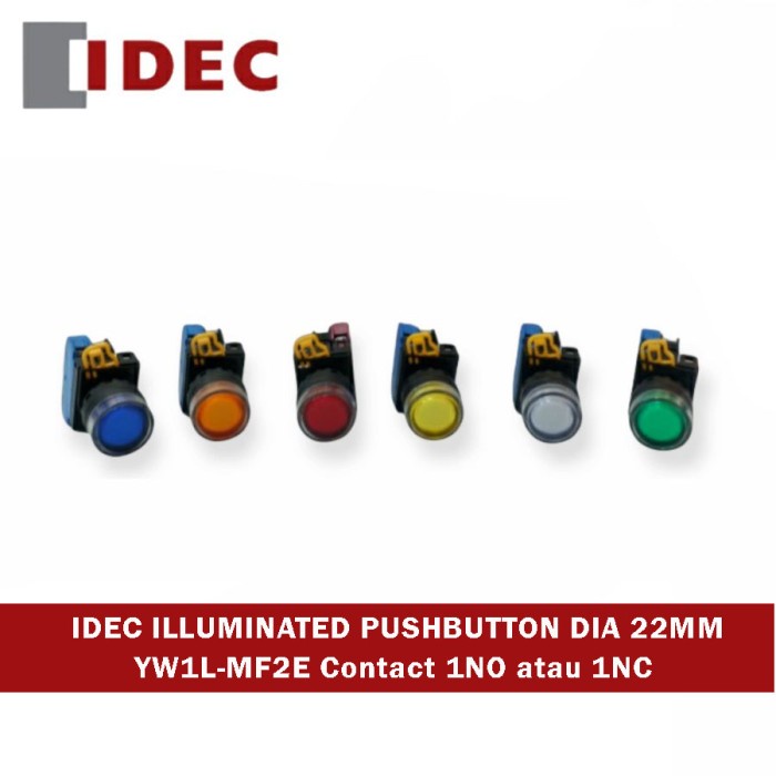 Jual Push Button lampu IDEC 22mm merah kuning hijau 1NO atau 1NC ...