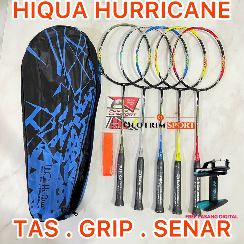 Jual Raket Badminton HiQua Hurricane Original Bonus Tas Senar Grip ...