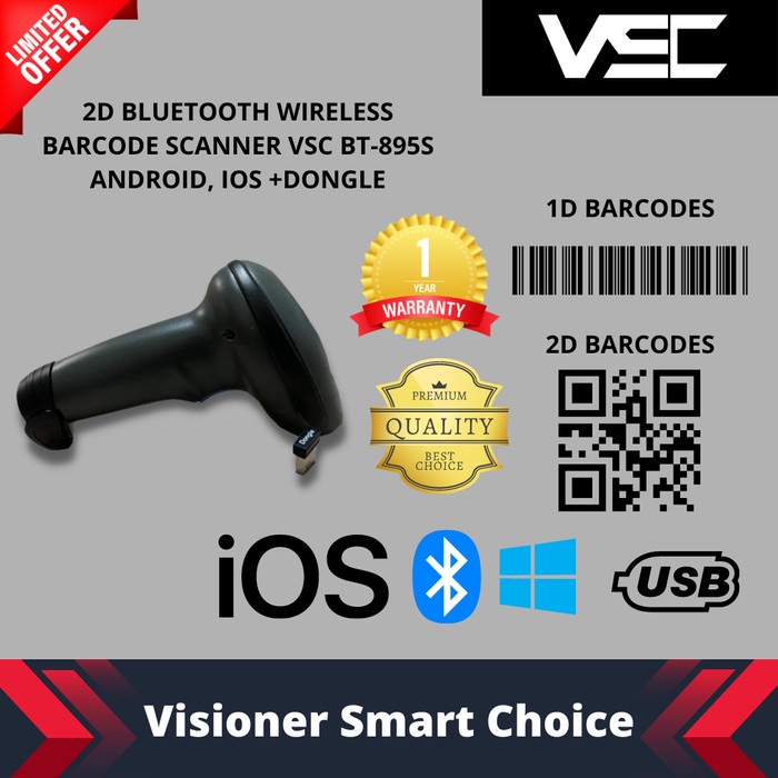 Jual 2D BLUETOOTH WIRELESS BARCODE SCANNER VSC BT-895S ANDROID, IOS ...