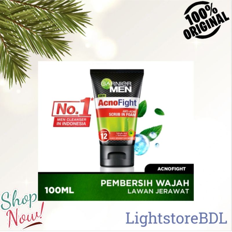 Jual Garnier Men Acno Fight Anti-Acne Scrub In Foam Cleanser 100 ml | Shopee Indonesia