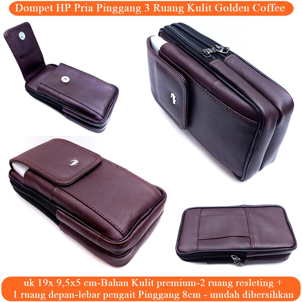 Jual Dompet Oxland Kulit Golden HP Kombinasi 3 Ruang Jumbo Analin Brown ...