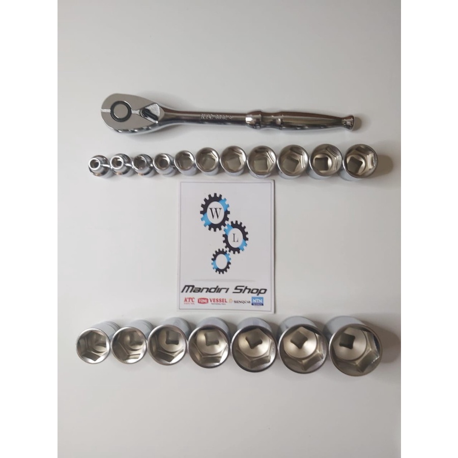 Jual PAKET KUNCI SHOCK KTC SQUARE 1/2 8-36 18PC & RATCHET 1/2 JAPAN | Shopee Indonesia