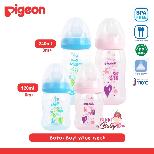 Jual BerryBaby - Pigeon Botol PP Clear Wide Neck Botol Susu Bayi 160ml 240ml 0m+ 3m+ | Shopee ...