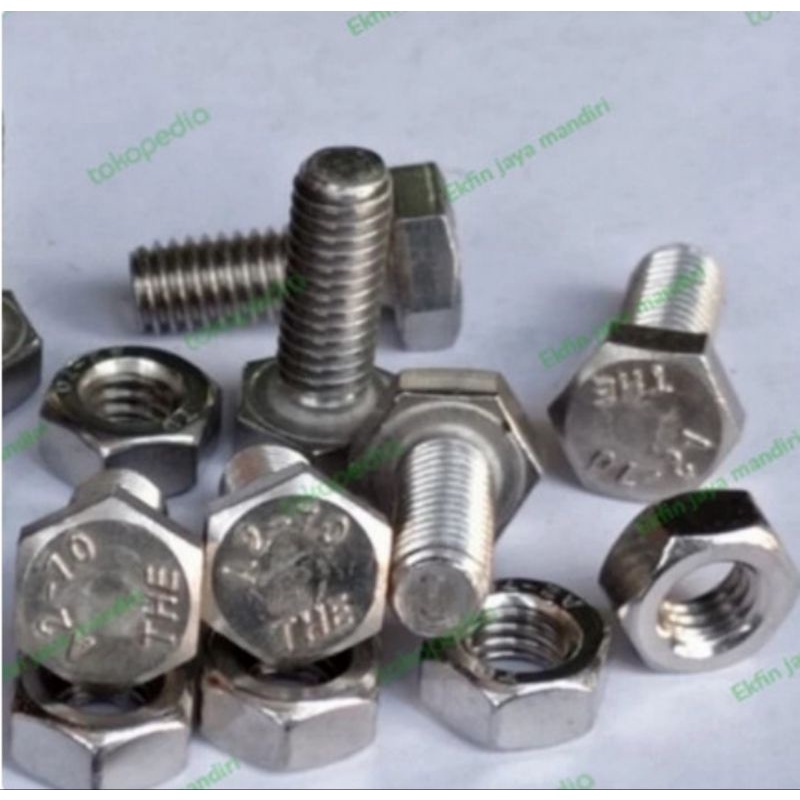 Jual baut mur hexagon m10x30 /stainles 304 ss hex m10x30 | Shopee Indonesia
