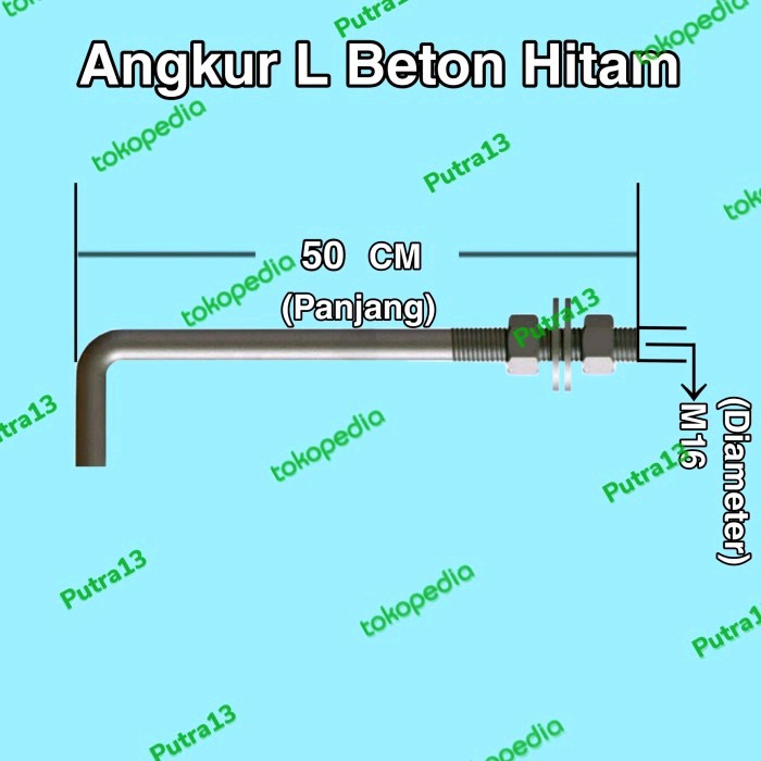 Jual angkur besi hitam/ anchor bolt L - 16mm x 50cm | Shopee Indonesia