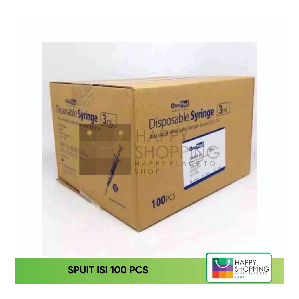Jual COD-100pcs syringe spuit 1 cc/3 cc 5cc jarum suntik onemed with ...