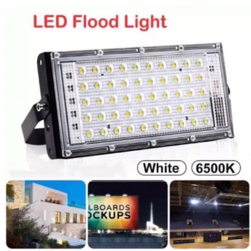Jual LAMPU LED SOROT 50W 50WATT FLOODLIGHT TEMBAK TAMAN 50 WATT OUTDOOR TIPIS TERANG PUTIH DAN ...