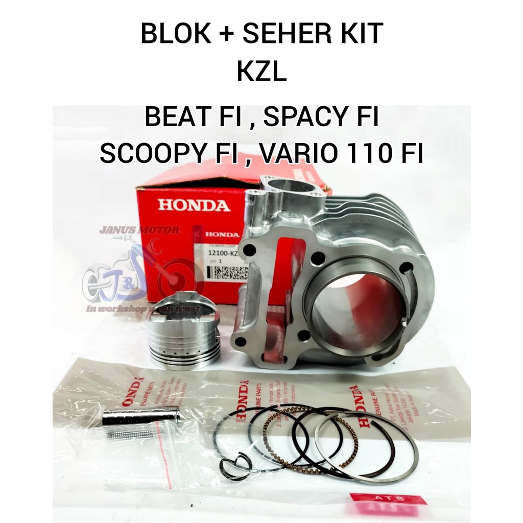 Jual BLOK SEHER + PISTON KIT HONDA BEAT FI , SPACY FI , SCOOPY FI STATER KASAR CILINDER KIT ORI ...