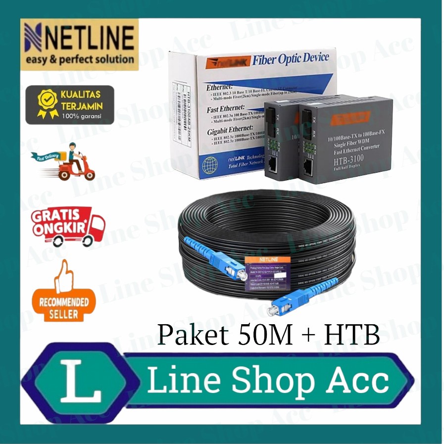 Jual Paket Cable Fiber Optic 50 Meter + Media Converter HTB 3100 A dan B | Shopee Indonesia