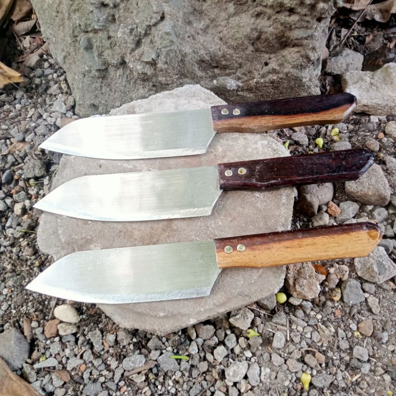 Jual (1 Pcs) Pisau Dapur Lancip Besar Bilah Stainless Tajam Gagang Kayu ...