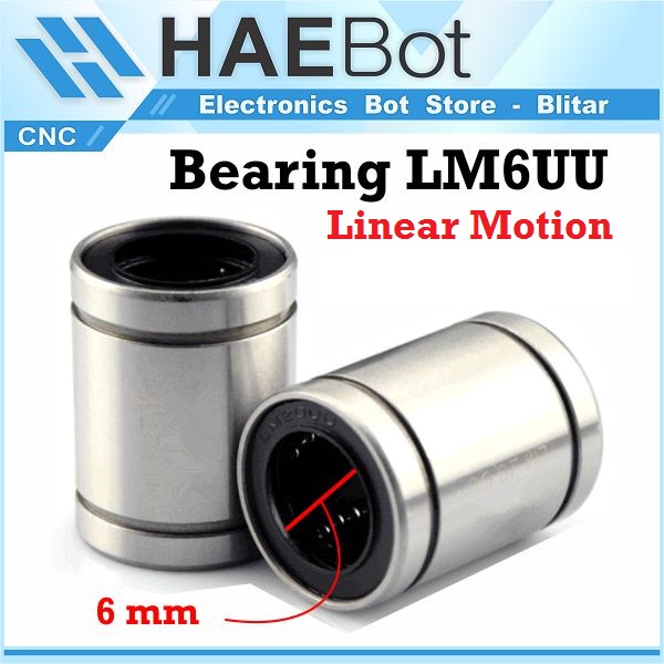 Jual [HAEBOT] LM6UU Linear Motion Bearing Bushing 6mm CNC 3D Printer ...