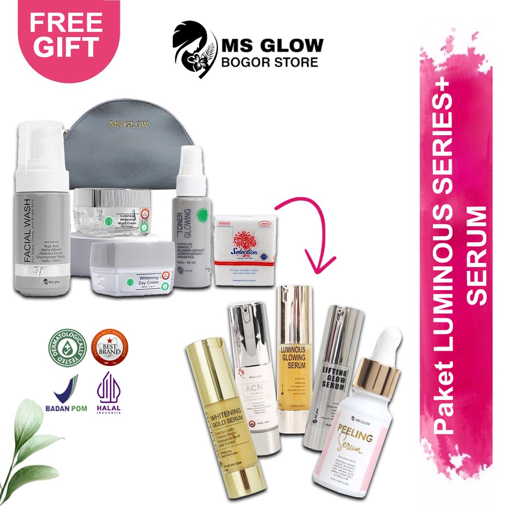 Jual PAKET MS GLOW + SERUM, Ms Glow Whitening Series Ms Glow Acne ...