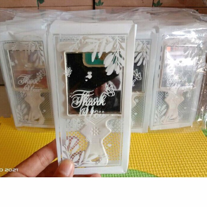 Jual ( isi 50pcs ) kaca kotak putih kemasan mika | Shopee Indonesia