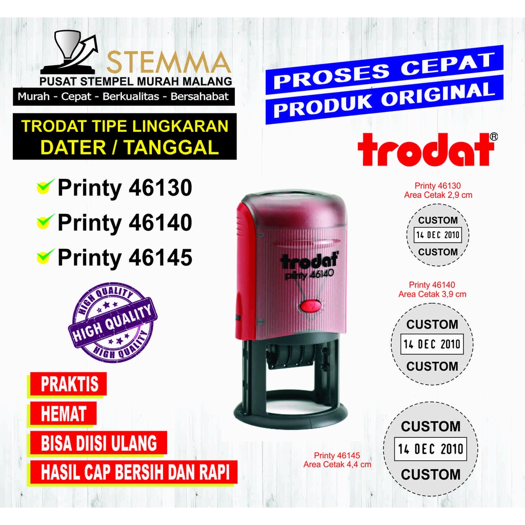 Jual Stempel Custom Trodat Printy 46130 46140 46145 Original Praktis Tinggal Pake | Shopee Indonesia