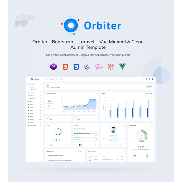 Jual Bootstrap 4 - Orbiter v2.1 | Admin Dashboard (HTML, Laravel & Vue JS) | Shopee Indonesia