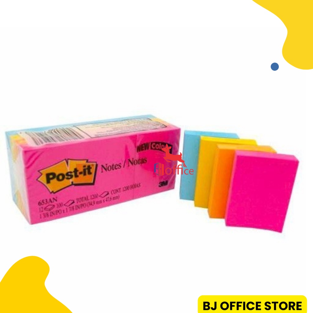 Jual 3M Post-It 653 AN Warna - Warni Ukuran Kecil (1,5" x 2") Isi 12 ...