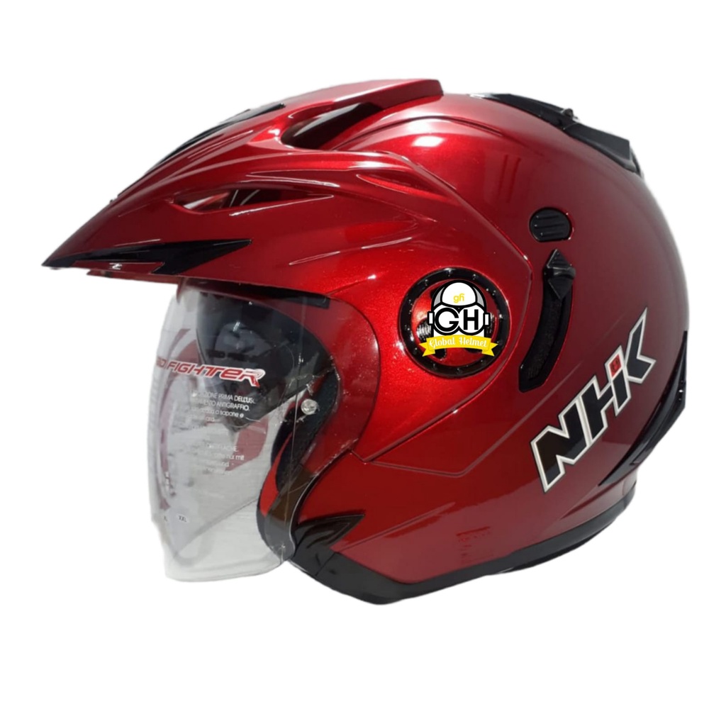 Jual Helm NHK Halfface NHK Aviator Solid Royal Red Helm NHK Helm Motor ...