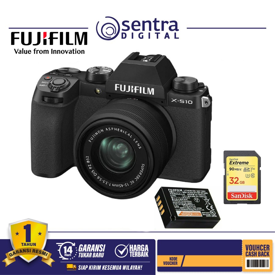 Jual Fujifilm X-S10 Body Only + XF 35mm F/2 Black | Shopee Indonesia