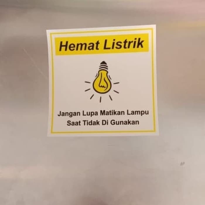 Jual SIGN STICKER HEMAT LISTRIK KUNING 10X10CM STIKER HIMBAUAN RAMBU ...