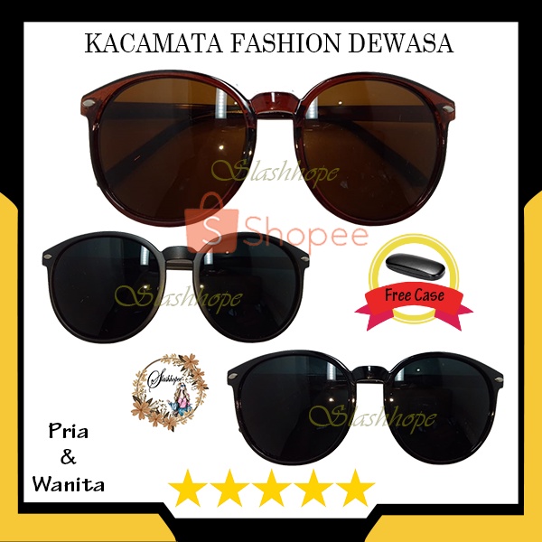 Jual Kacamata Hitam Wanita Pria Gaya Retro Frame Bulat Fashion Korea ...