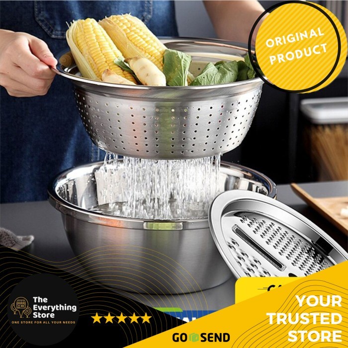 Jual 3in1 Slicer Colander Baskom Saring Pemotong Pemarut Sayur ORIGINAL ...