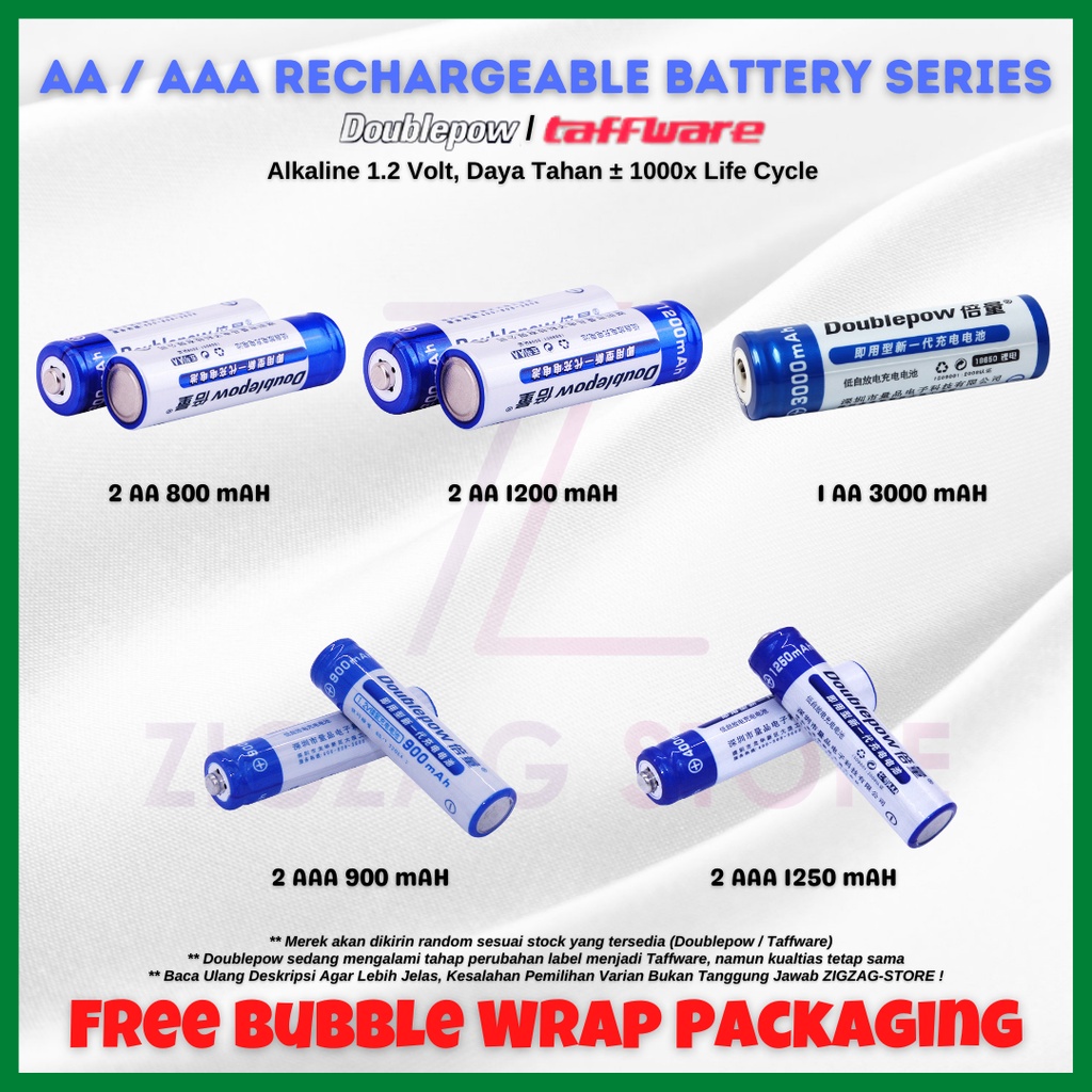 Jual Baterai Cas AAA & AA Doublepow` Batre Isi Ulang A3 & A2 ...