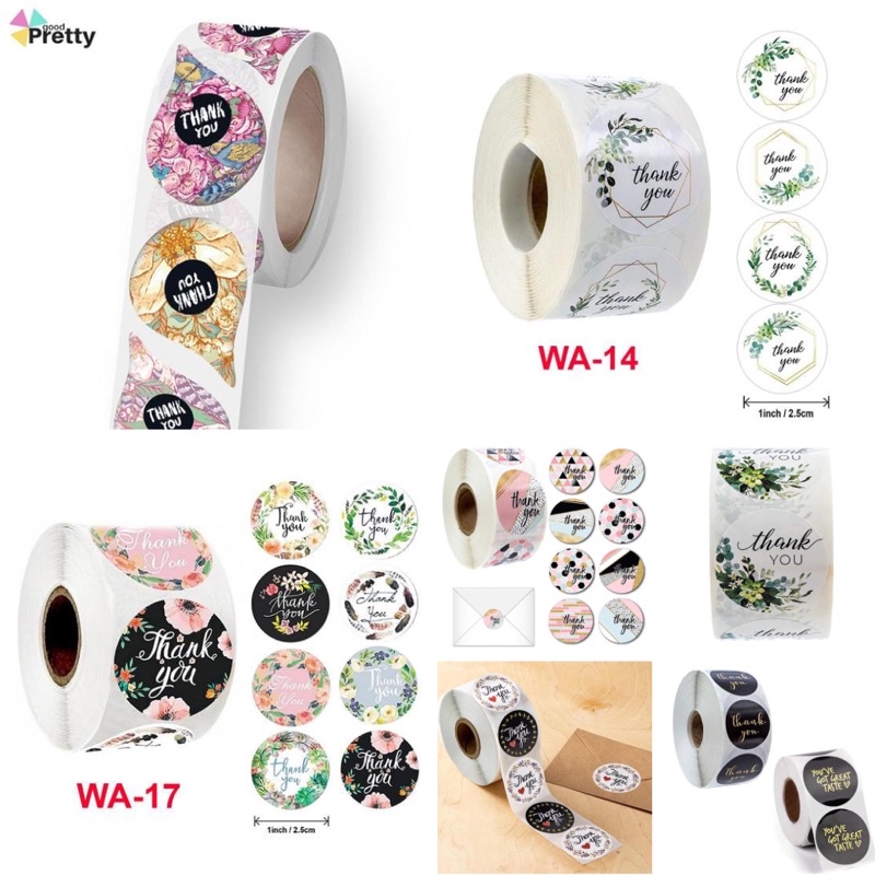 Jual stiker terima kasih 10 pcs , sticker thank you 2,5 cm , perekat ...