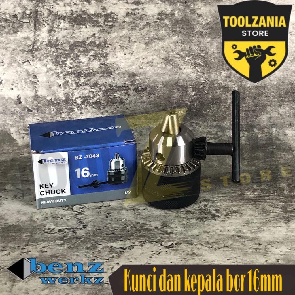 Jual Kepala bor + kunci 16 mm BZ-7043 drill chuck & key 16mm 1/2 x 20 ...
