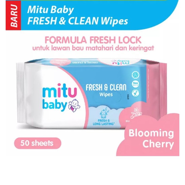 Jual Mitu Baby Fresh & Clean Wipes Tissue - Blooming Cherry 50s ...
