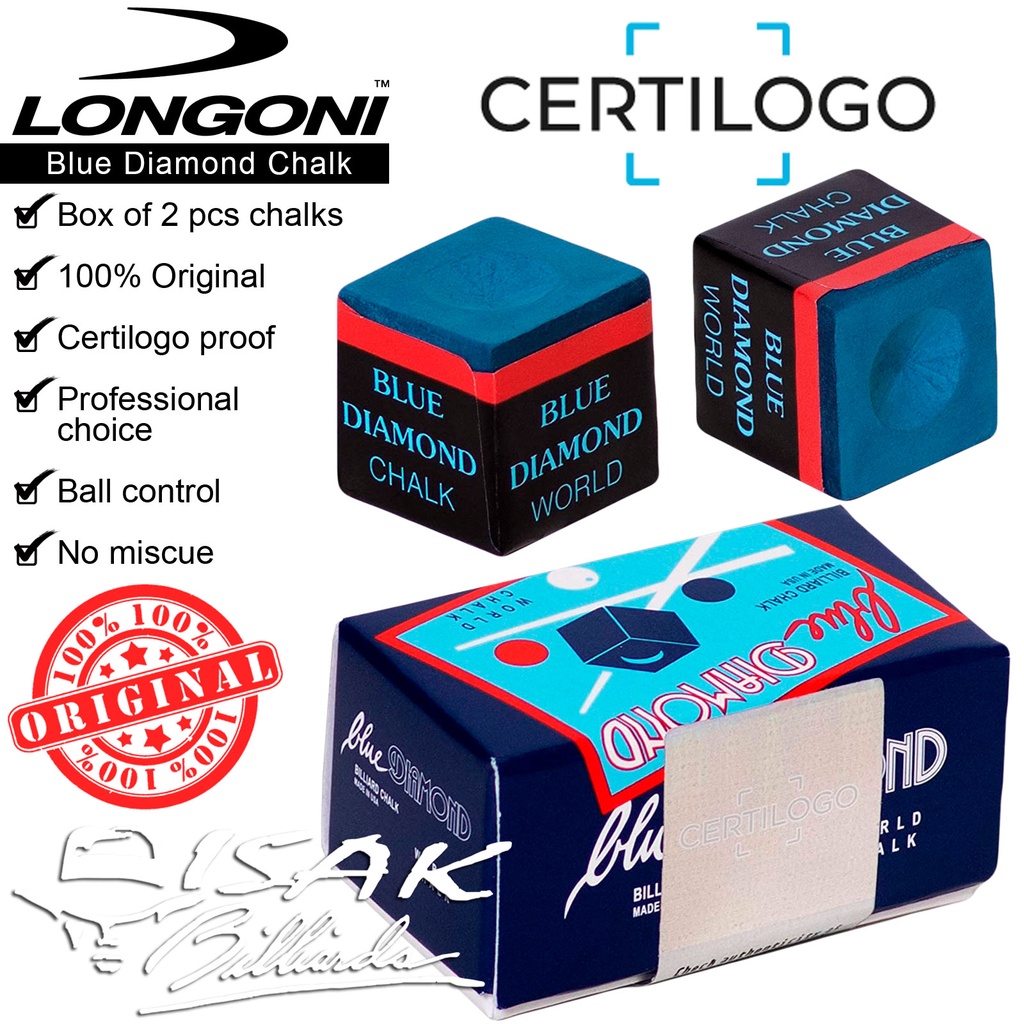 Jual Longoni Blue Diamond Chalk - Box 2 pcs Billiard Chalk Original ...