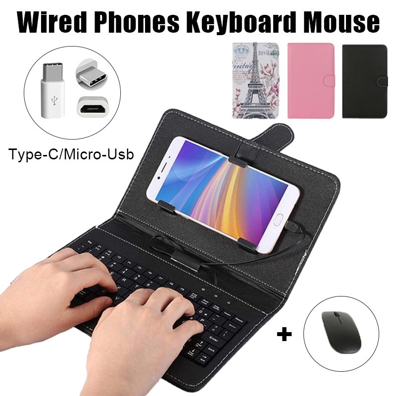 Jual Keyboard Ponsel dengan Casing Pelindung untuk Fungsi OTG Casing Kulit PU Berkabel USB ...