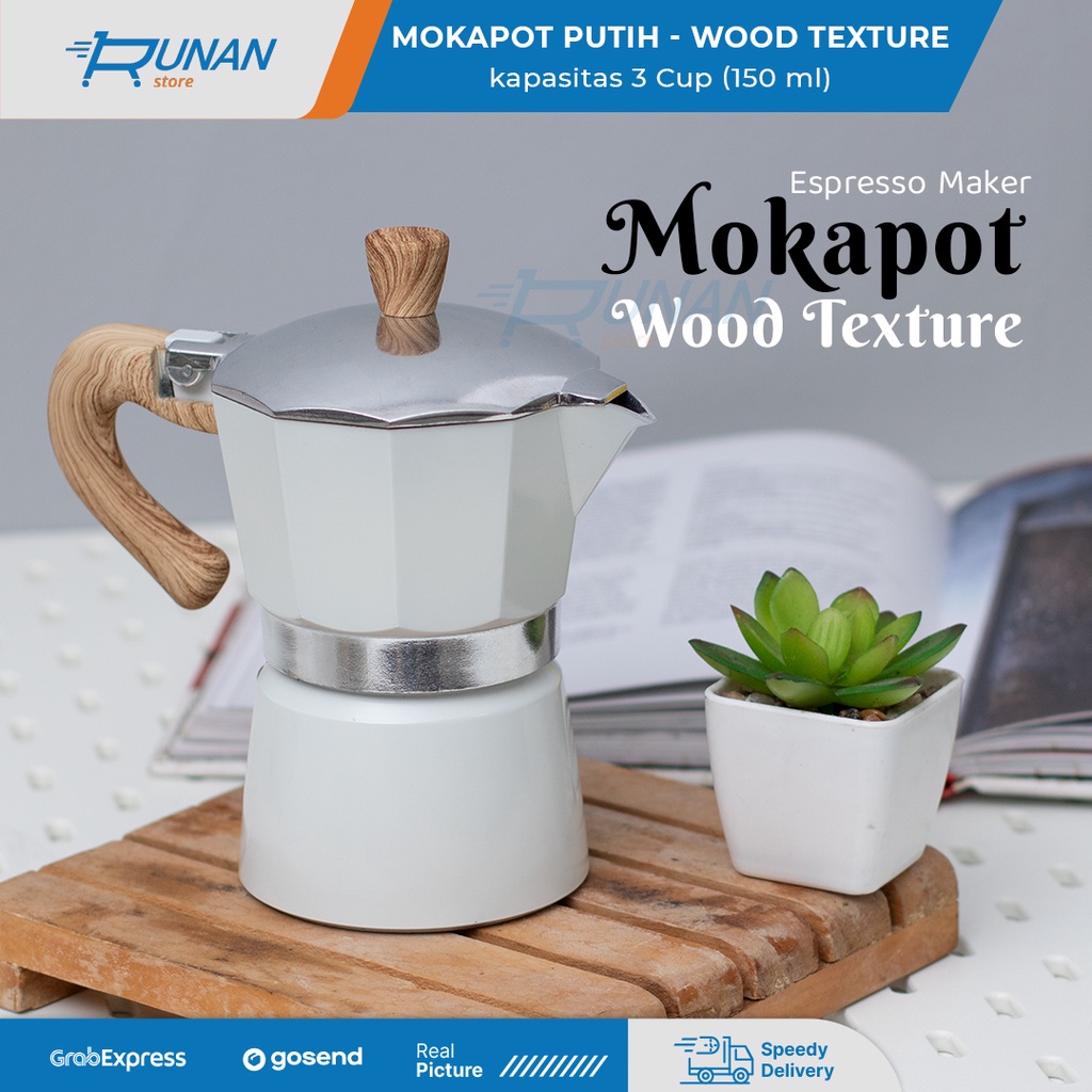 Jual Mokapot 3 Cup 150ml - Moka Pot Wood Handle Espresso Coffee Maker White | Shopee Indonesia