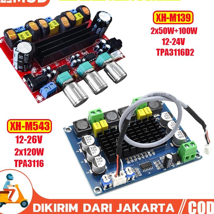 Jual trxi7I2u--M139 M543 Kit Power Amplifier Class D DIGITAL AUDIO TPA3116D2 12-24V 2x50W+100W ...