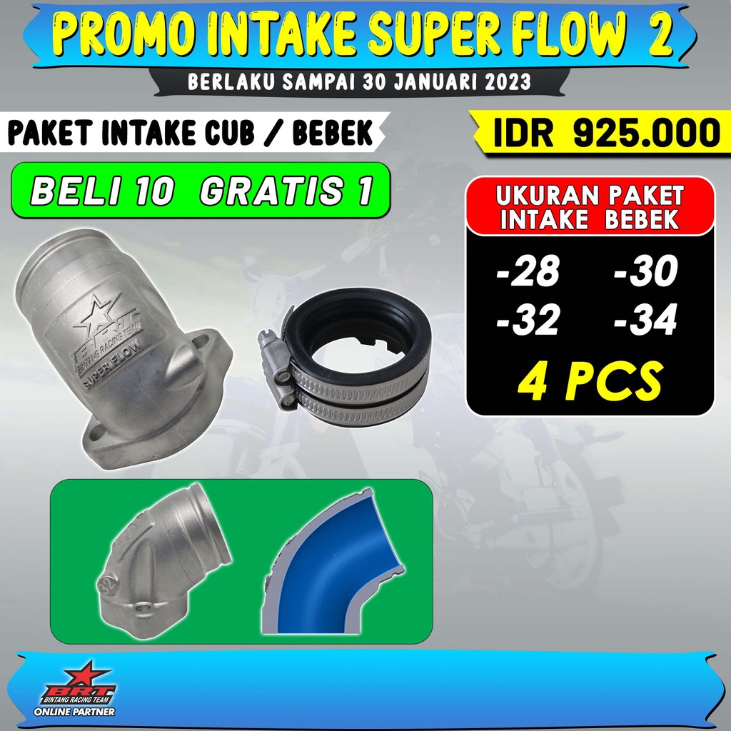Jual 4 PCS INTAKE SUPER FLOW UKURAN 28 / 30 / 32 / 34 KLX 150 BRT ...
