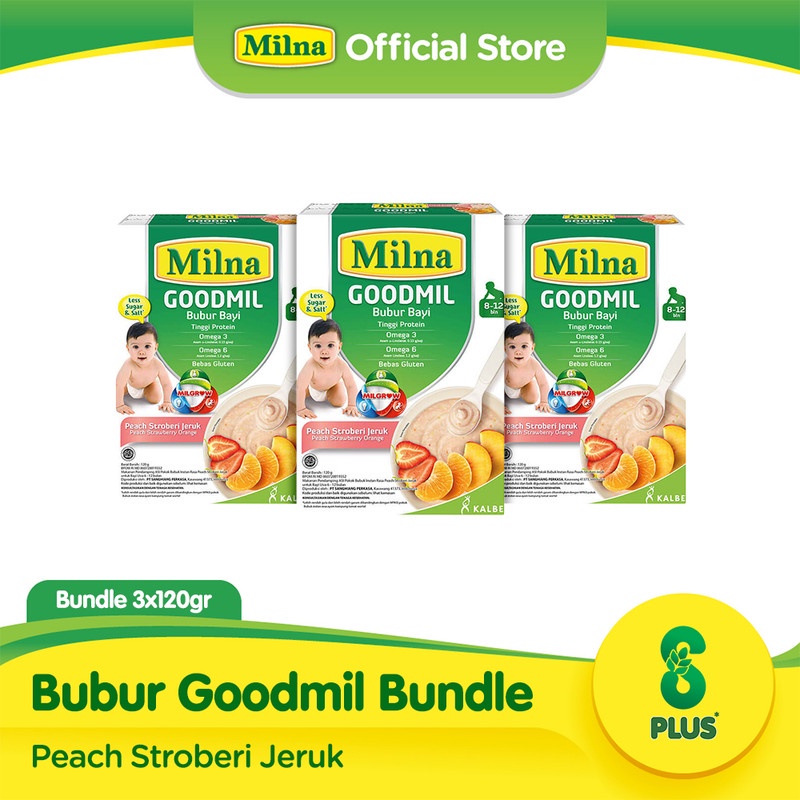 Jual Milna Goodmil 8+ Peach Strawberry Jeruk 120G (3 Pack) | Shopee ...