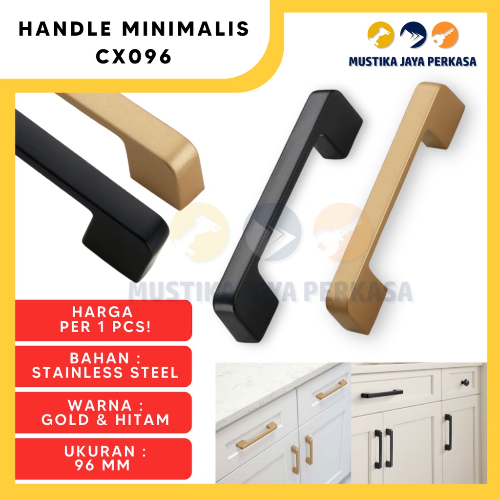 Jual Handle Pintu Lemari Minimalis Mewah CX069 Gold Hitam Emas Zinc ...