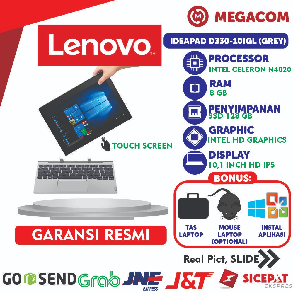 Jual Lenovo IdeaPad D330 2 in 1 Tablet Celeron N4020 8GB 128GB 10.1 ...