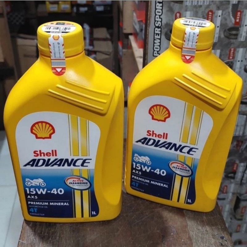 Jual Oli Mesin Motor 4T 15W-40 1L 1 Liter Shell Advance AX5 Original | Shopee Indonesia