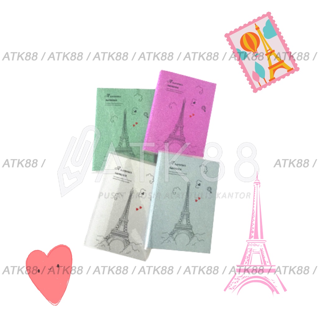 Jual Notebook Saku A7 Glitter Spiral Garis Paris Romance Cat | Shopee ...