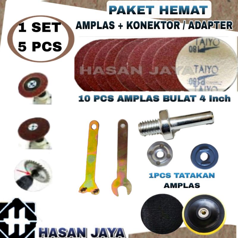 Jual PAKET LENGKAP 10PCS AMPLAS BULAT + ADAPTER / KONEKTOR GERINDA BOR ...