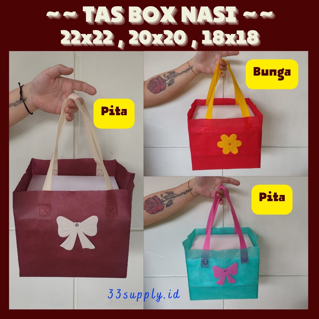 Jual Tas box nasi 22x22 20x20 / tas kotak nasi 22x22 20x20 / tas hajatan / tas spunbond box nasi ...