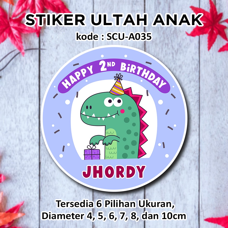 Jual STIKER ULANG TAHUN ANAK CUTE DINO DINOSAURUS BIRTHDAY STICKER ...